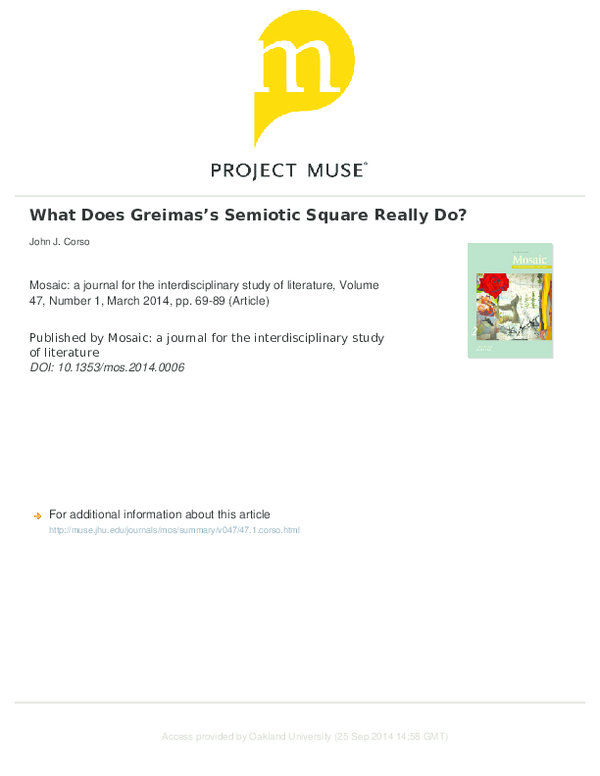 (PDF) What Does Greimas's Semiotic Square Really Do?