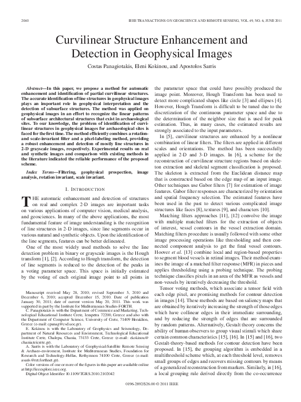 (PDF) Curvilinear Structure Enhancement and Detection in Geophysical Images