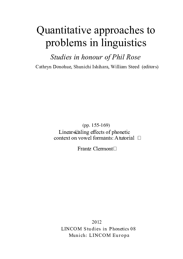 Pdf Linear Scaling Effects Of Phonetic Context On Vowel Formants A