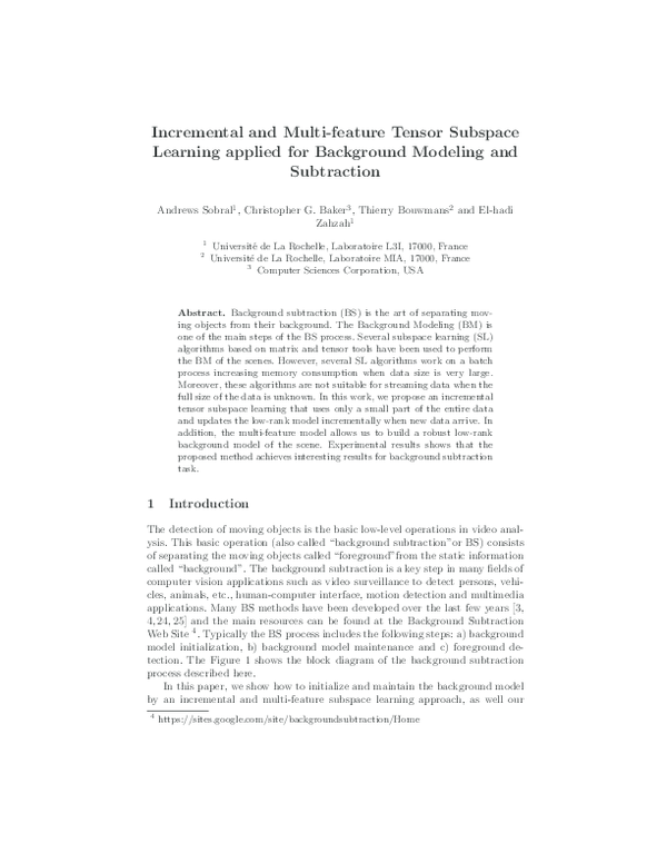 (PDF) Incremental and Multi-feature Tensor Subspace Learning applied for Background Modeling and ...