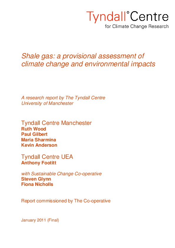(PDF) Shale gas: a provisional assessment of climate change and ...