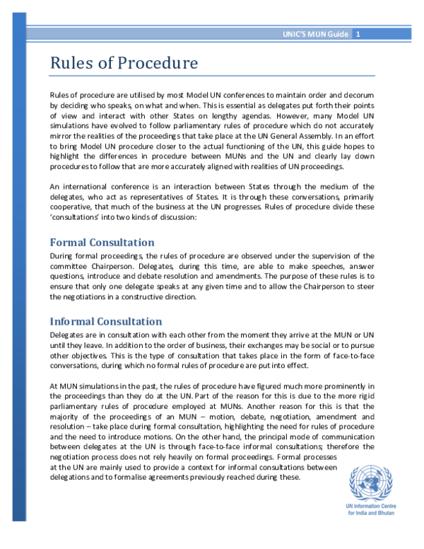 (PDF) UNIC'S MUN Guide 1