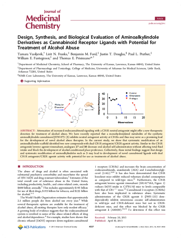 (PDF) Design, Synthesis, and Biological Evaluation of Aminoalkylindole Derivatives as ...