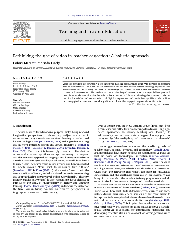 (PDF) Rethinking the use of video in teacher education: A holistic approach