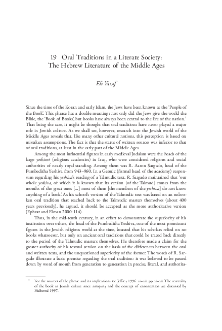 (PDF) Oral Traditions in a Literate Society