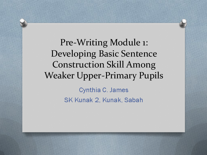 (PDF) Pre-Writing Module 1: Developing Basic Sentence Construction ...