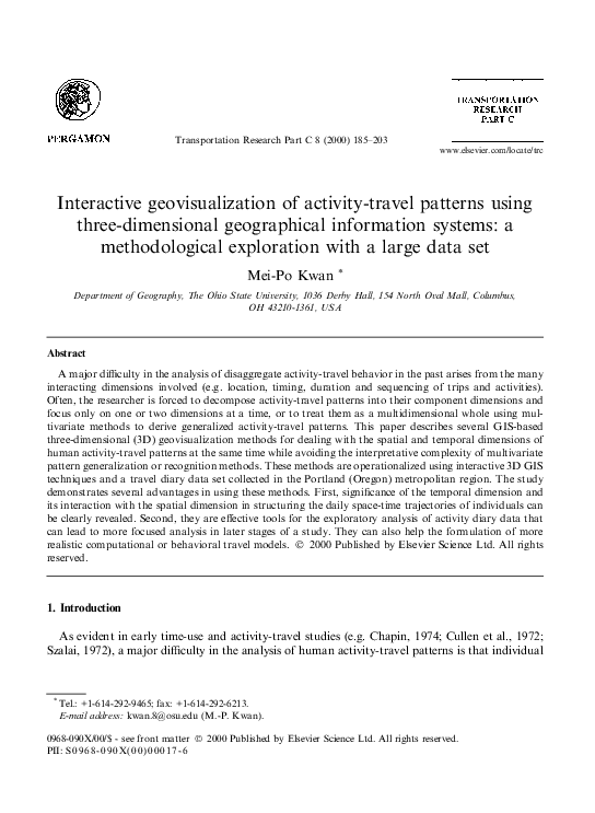 Interactive geovisualization of activity-travel patterns using three ...