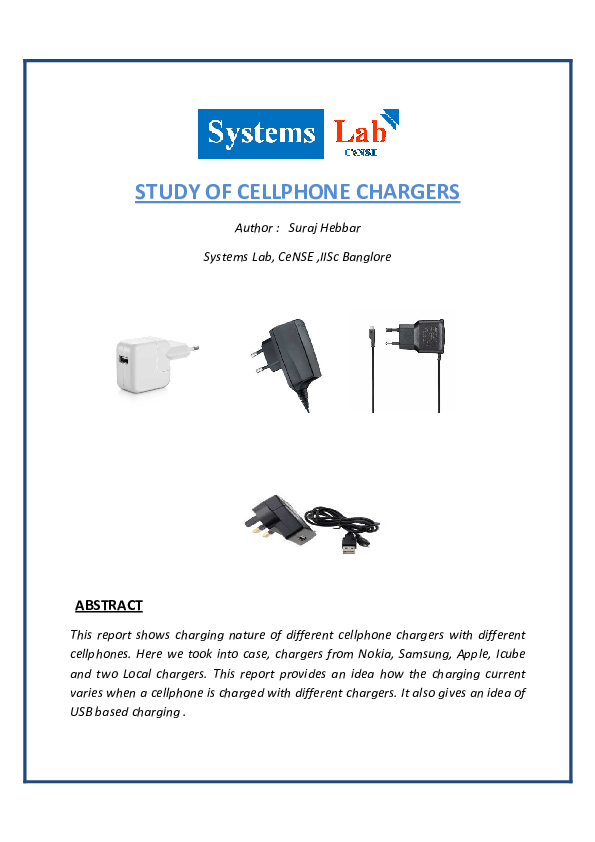 (PDF) STUDY OF CELLPHONE CHARGERS