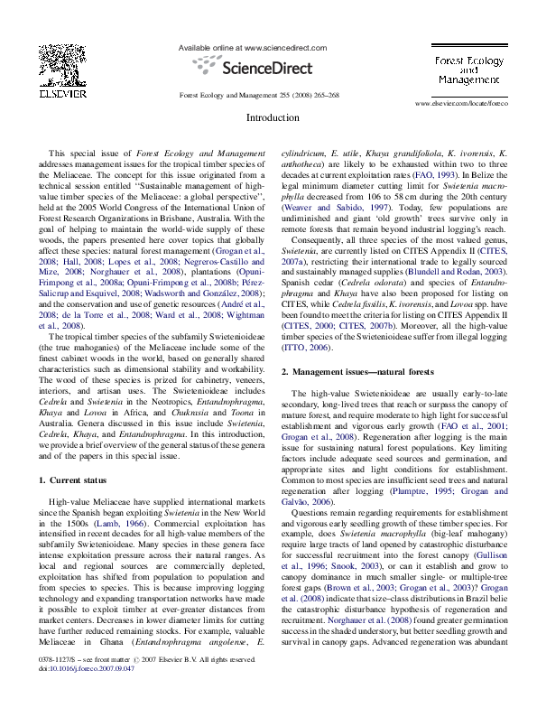 Introduction. Sustainable management of high-value timber species of ...