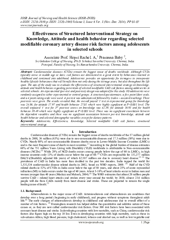 (PDF) Effectiveness of Structured Interventional Strategy on Knowledge, Attitude and health ...