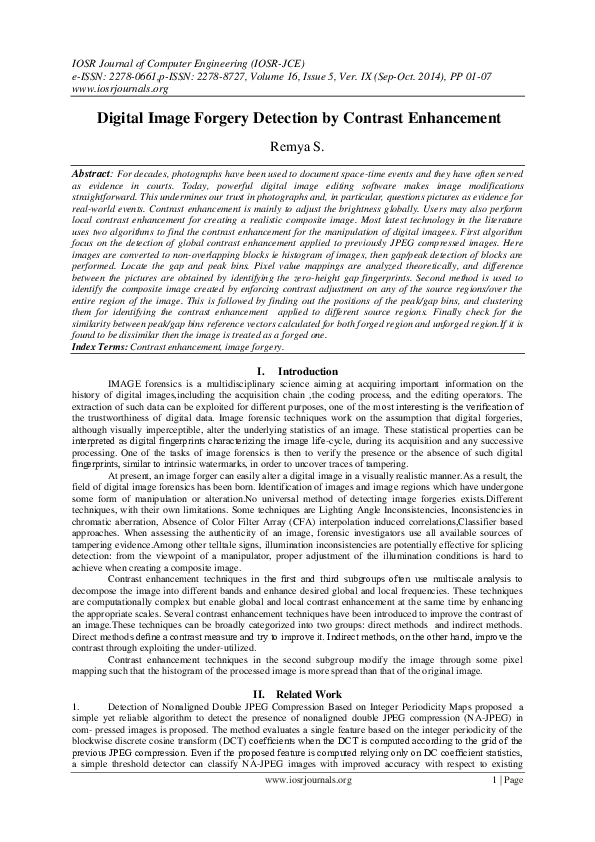 Pdf Digital Image Forgery Detection By Contrast Enhancement