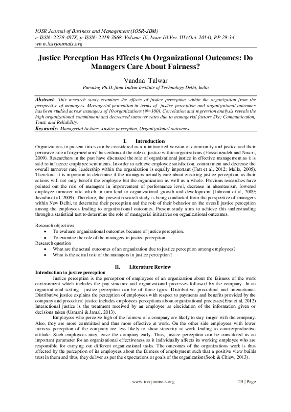 (PDF) Justice Perception Has Effects On Organizational Outcomes: Do ...