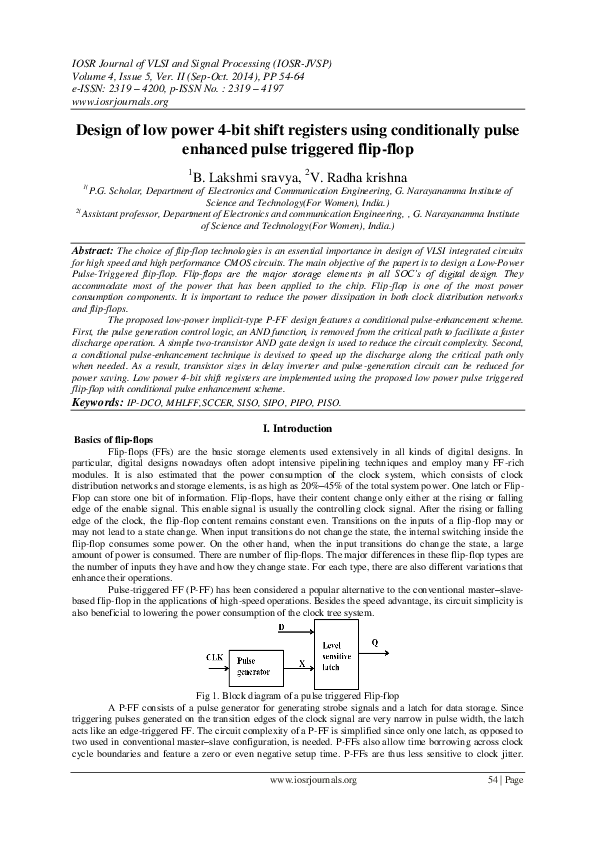 (PDF) Design of low power 4-bit shift registers using conditionally pulse enhanced pulse ...