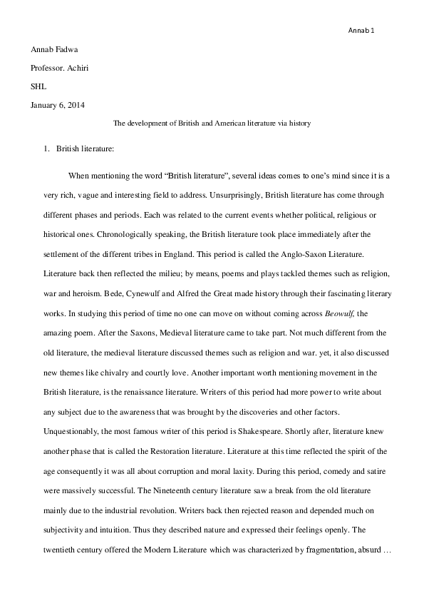 DOC The Development Of British And American Literature Via History doc-the-development-of-british-and-american-literature-via-history