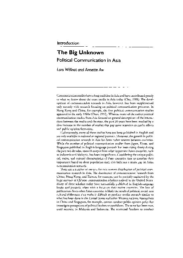 (PDF) Lars Willnat and Annette J. Aw (2009). The Big Unknown ...