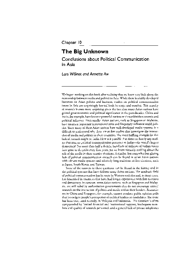 (PDF) Lars Willnat and Annette J. Aw (2009). The Big Unknown ...