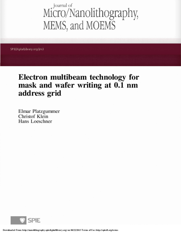 (PDF) Electron multi-beam technology for mask and wafer writing at 0 ...