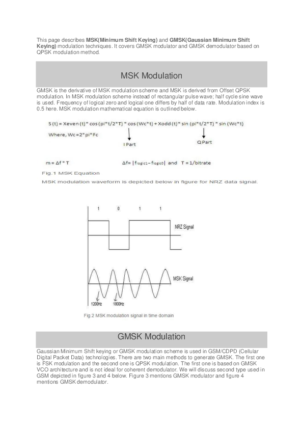 (DOC) This page describes MSK(Minimum Shift Keying) and GMSK(Gaussian Minimum Shift Keying