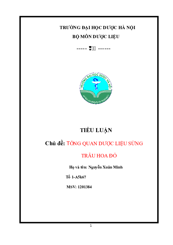 (DOC) TR NG Đ I H C D C HÀ N I TI U LU N Ch đ : T H và tên: Nguy n Xuân Minh HÀ N I, NĂM 2014