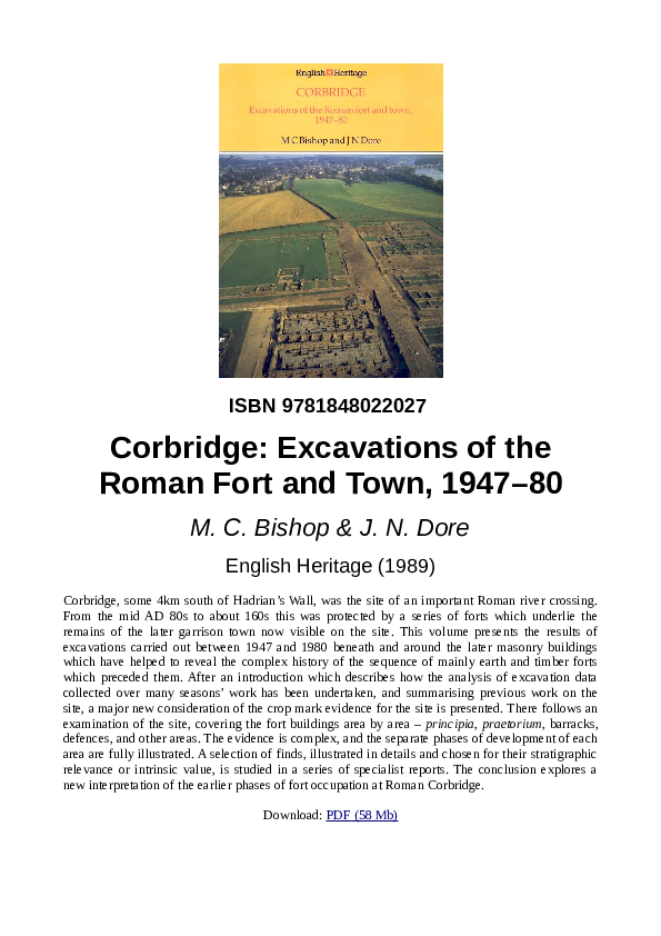 (PDF) Corbridge: Excavations of the Roman fort and town, 1947-80