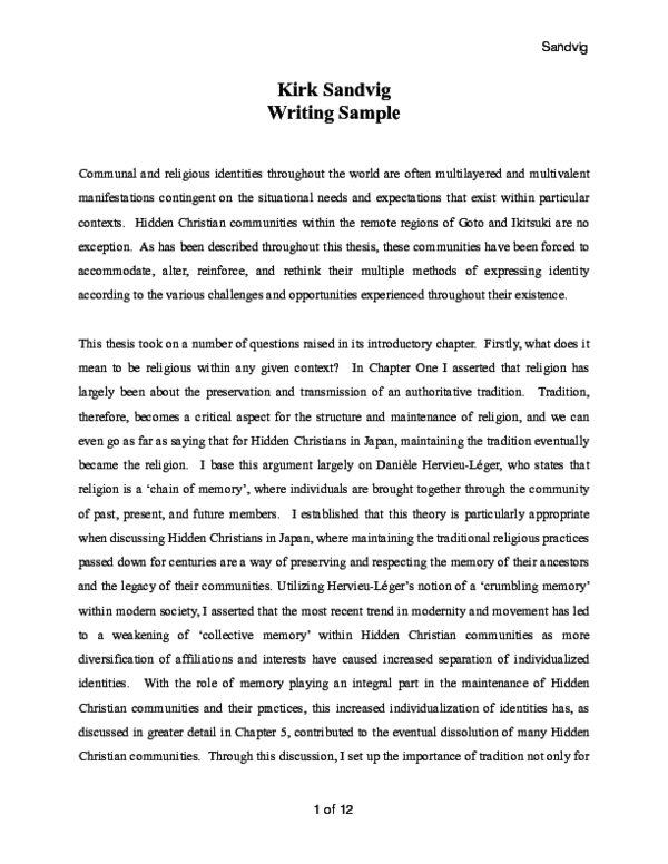 (PDF) Writing Sample