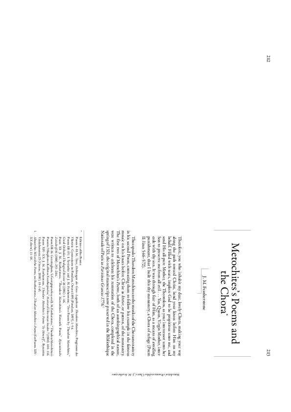 (PDF) Metochites's Poems and the Chora (English)