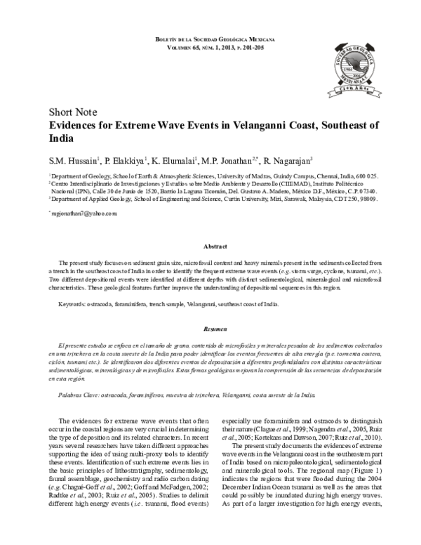 (PDF) Evidences for extreme wave events in Velanganni Coast, Southeast ...