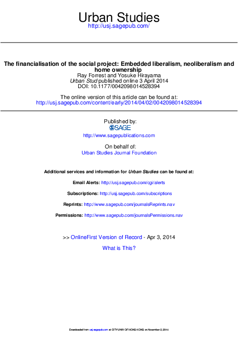 (PDF) The Financialisation of the Social Project: Embedded liberalism ...