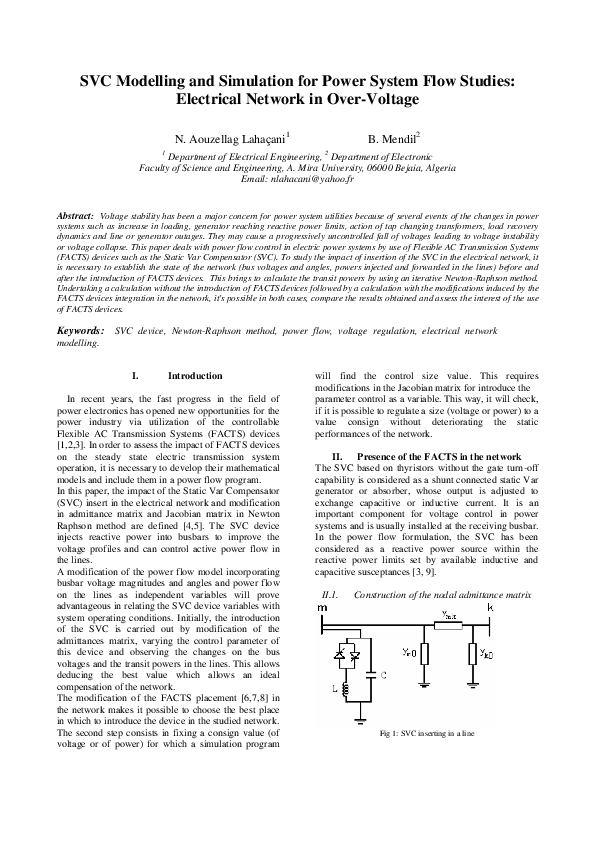 (PDF) SVC Modelling and Simulation for Power System Flow Studies ...