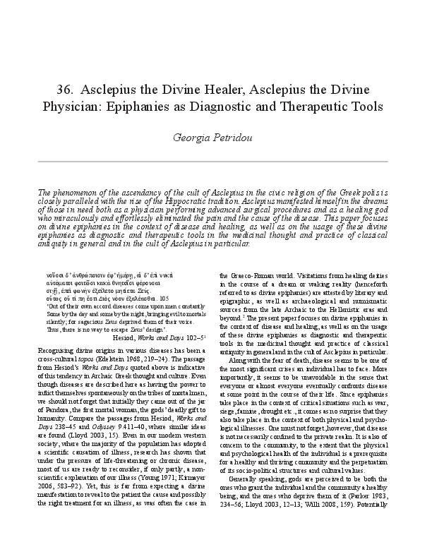 (PDF) Asclepius the Divine Healer, Asclepius the Divine Physician ...