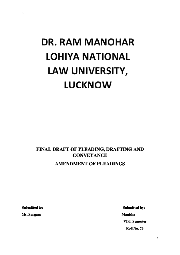 (DOC) FINAL DRAFT OF PLEADING, DRAFTING AND CONVEYANCE AMENDMENT OF ...