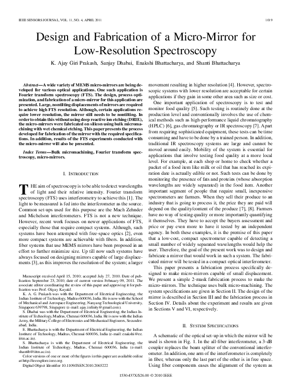 (PDF) Design and Fabrication of a Micro-Mirror for Low-Resolution ...