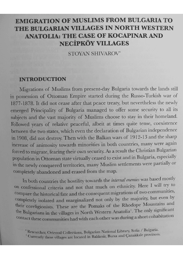 (PDF) Emigration of Muslims from Bulgaria to the Bulgarian villages in ...