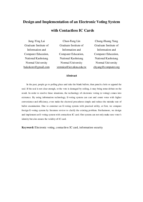 (PDF) Design and Implementation of an Electronic Voting System with ...