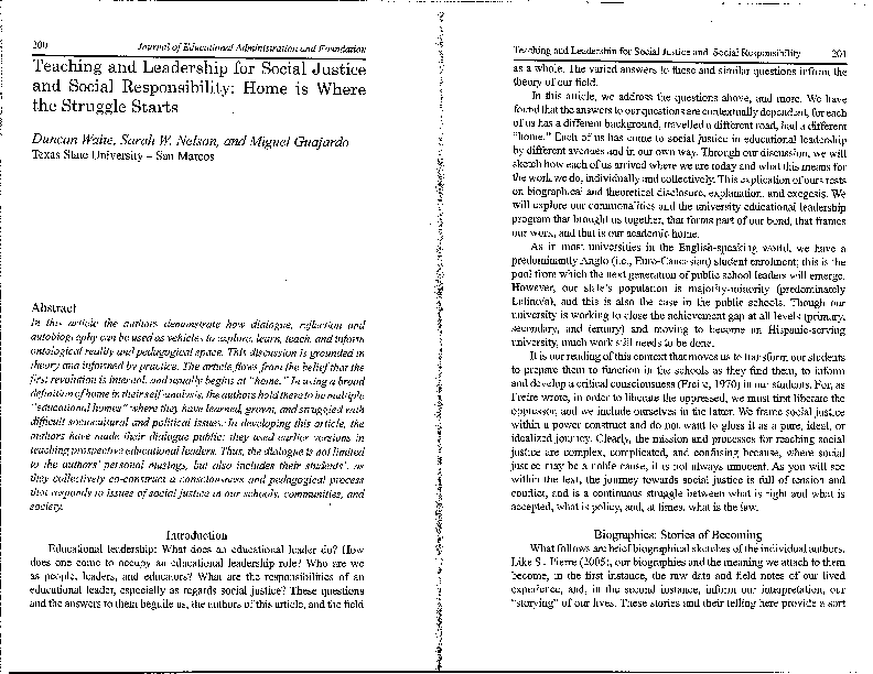 (PDF) Teaching and leadership for social justice and social ...