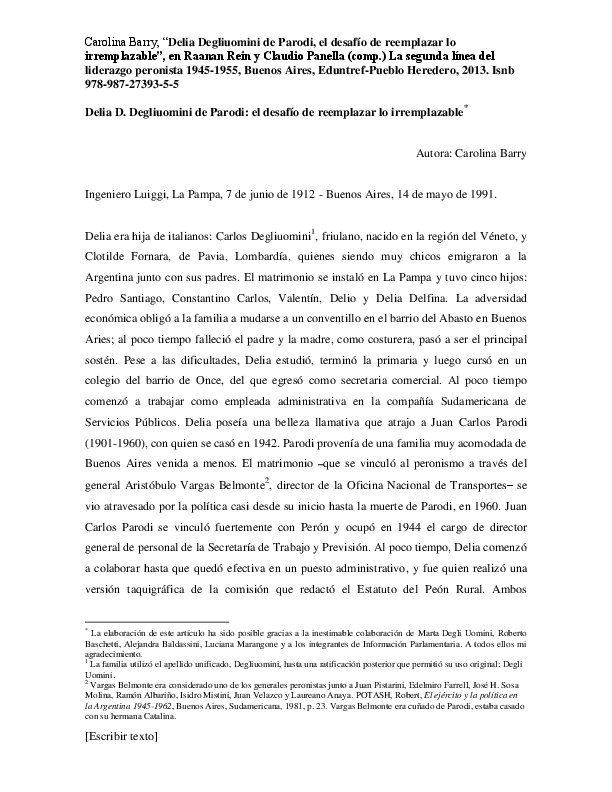 (DOC) Delia D. Degliuomini de Parodi: el desafío de reemplazar lo ...