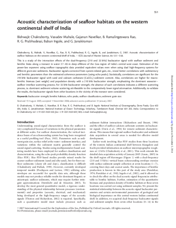 (PDF) Acoustic characterization of continental shelf seafloor and benthic habitats using single ...