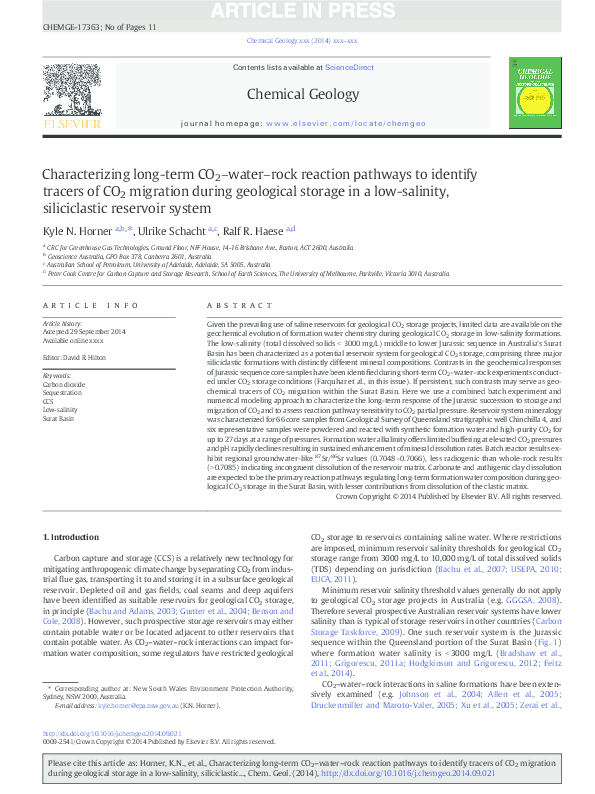 (PDF) Characterizing long-term CO2–water–rock reaction pathways to ...