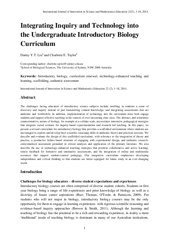 (PDF) Integrating Inquiry and Technology into the Undergraduate ...