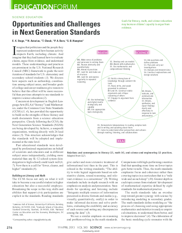 Opportunities and Challenges in Next Generation Standards