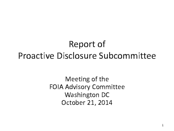 (PDF) Report of Proactive Disclosure Subcommittee