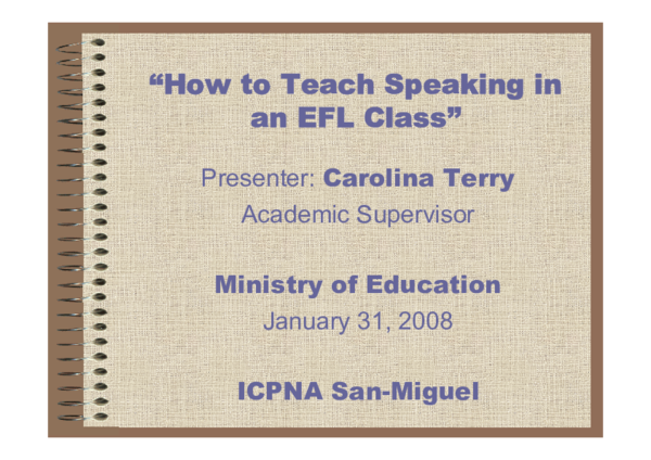 (PDF) "How to Teach Speaking in an EFL Class"