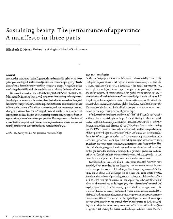 Sustaining Beauty. The Performance of Appearance (2008)