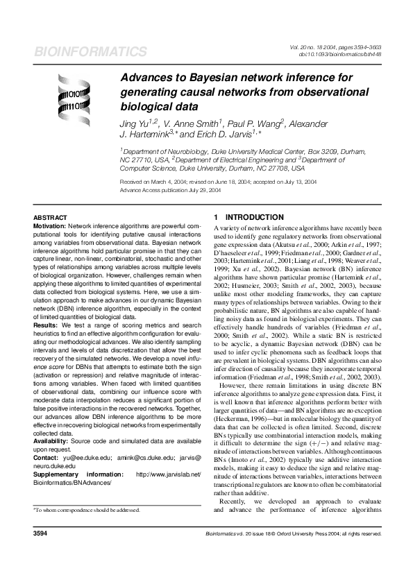 Pdf Advances To Bayesian Network Inference For Generating Causal Networksfrom Observational