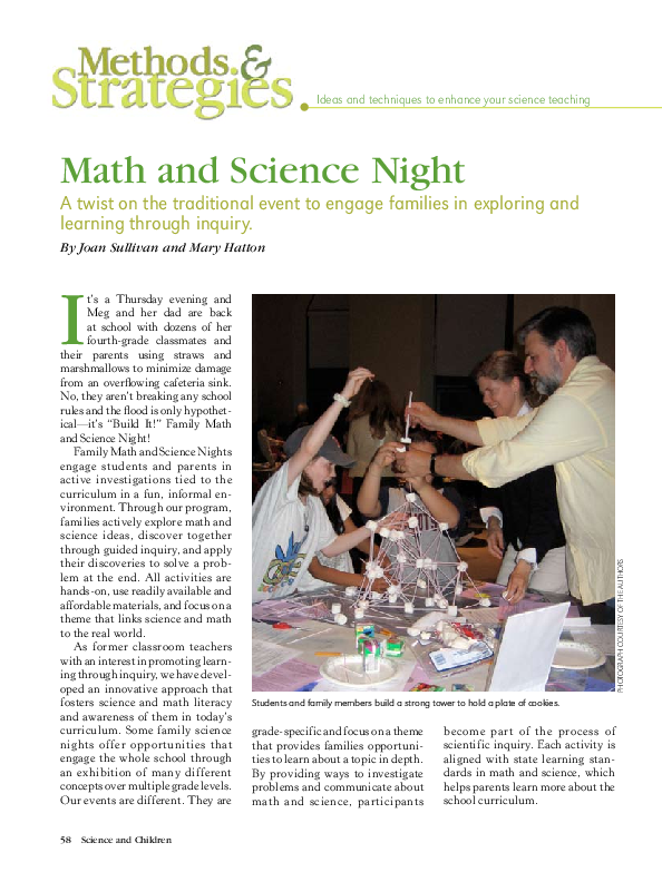 (PDF) 58 Science and Children Math and Science Night A twist on the ...