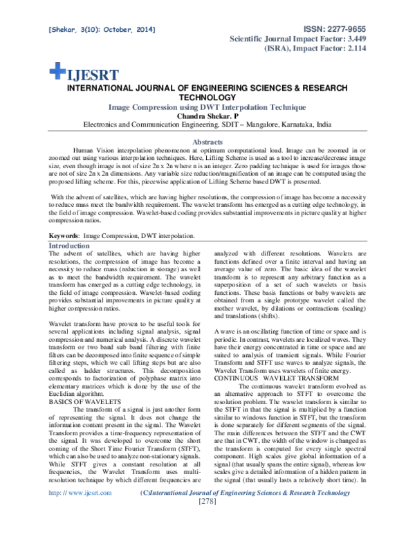 Pdf Image Compression Using Dwt Interpolation Technique