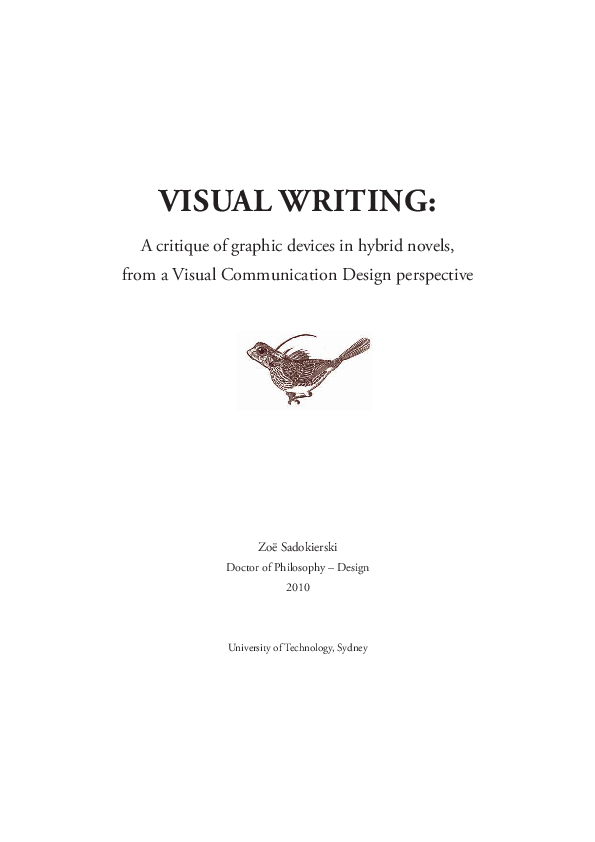 (PDF) Visual writing: a critique of graphic devices in hybrid novels ...