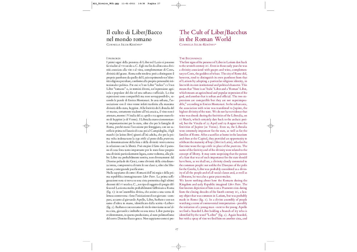 (PDF) The Cult of Liber/Bacchus in the Roman World