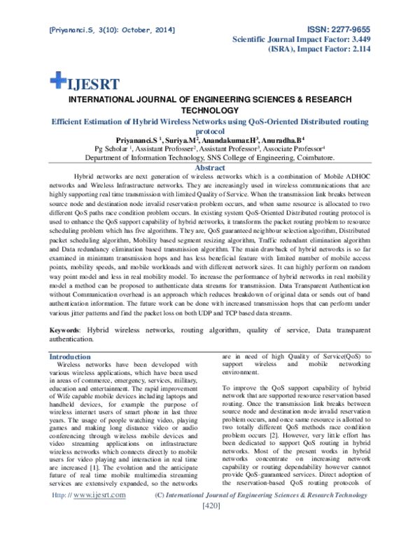 Pdf Enhancing Qos In Hybrid Wireless Networks 