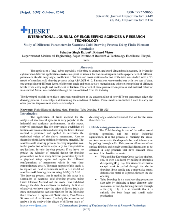 (PDF) Study of Different Parameters in Seamless Cold Drawing Process ...